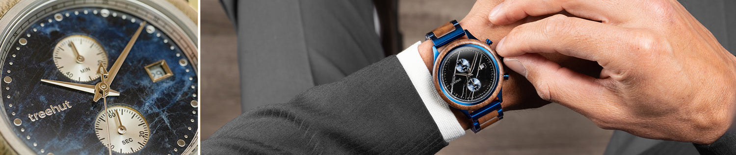 Treehut Wood and Marble Watches | Rise Mens Modern Chronograph Watch ...