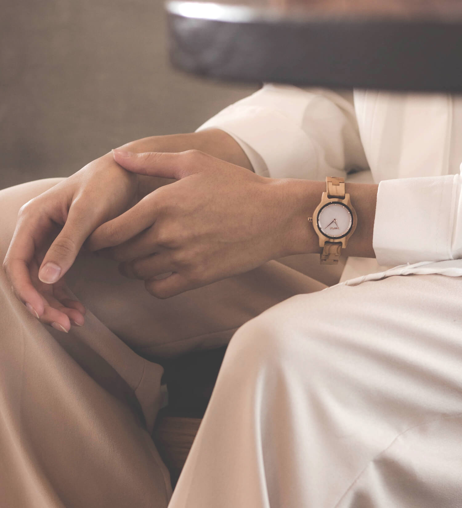 Pearl Watch for Women – Sky Blue Dial & Walnut Design | Treehut