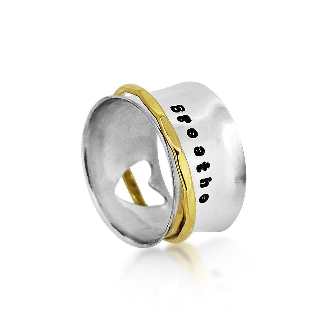 Heart Spinner Ring With Custom Engraving and Gold Spinners | Treehut