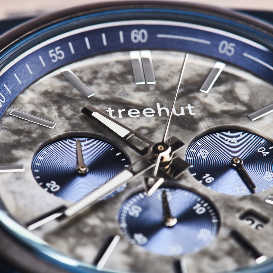 TREEHUT engraved wood watch | Black Blue Grey | Mens Watch | Marble ...