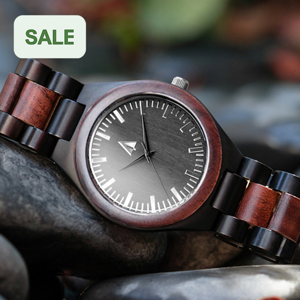 TREEHUT Wood Watches | Red Black | Mens Watch | Redwood | Classic Black ...