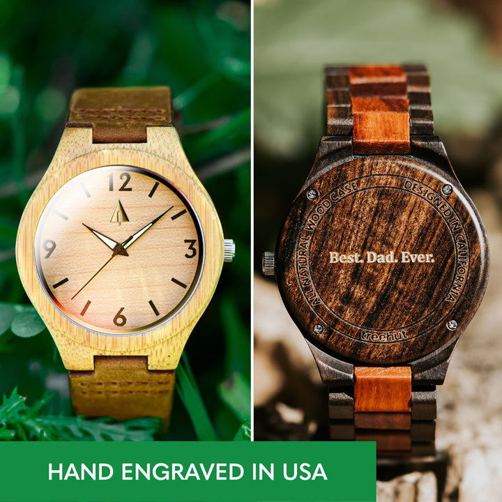 TREEHUT Wood Watches | Brown | Mens Watch | Bamboo | Classic Nova ...