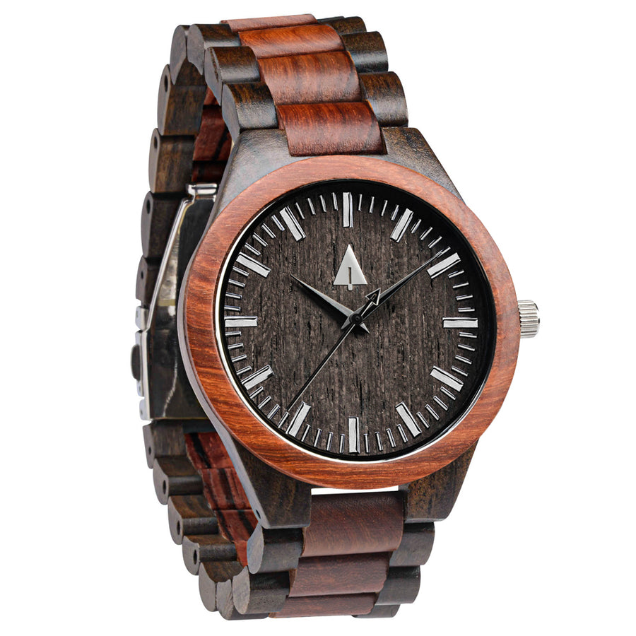 TREEHUT Wood Watches | Red Black | Mens Watch | Redwood Ebony | Classic ...