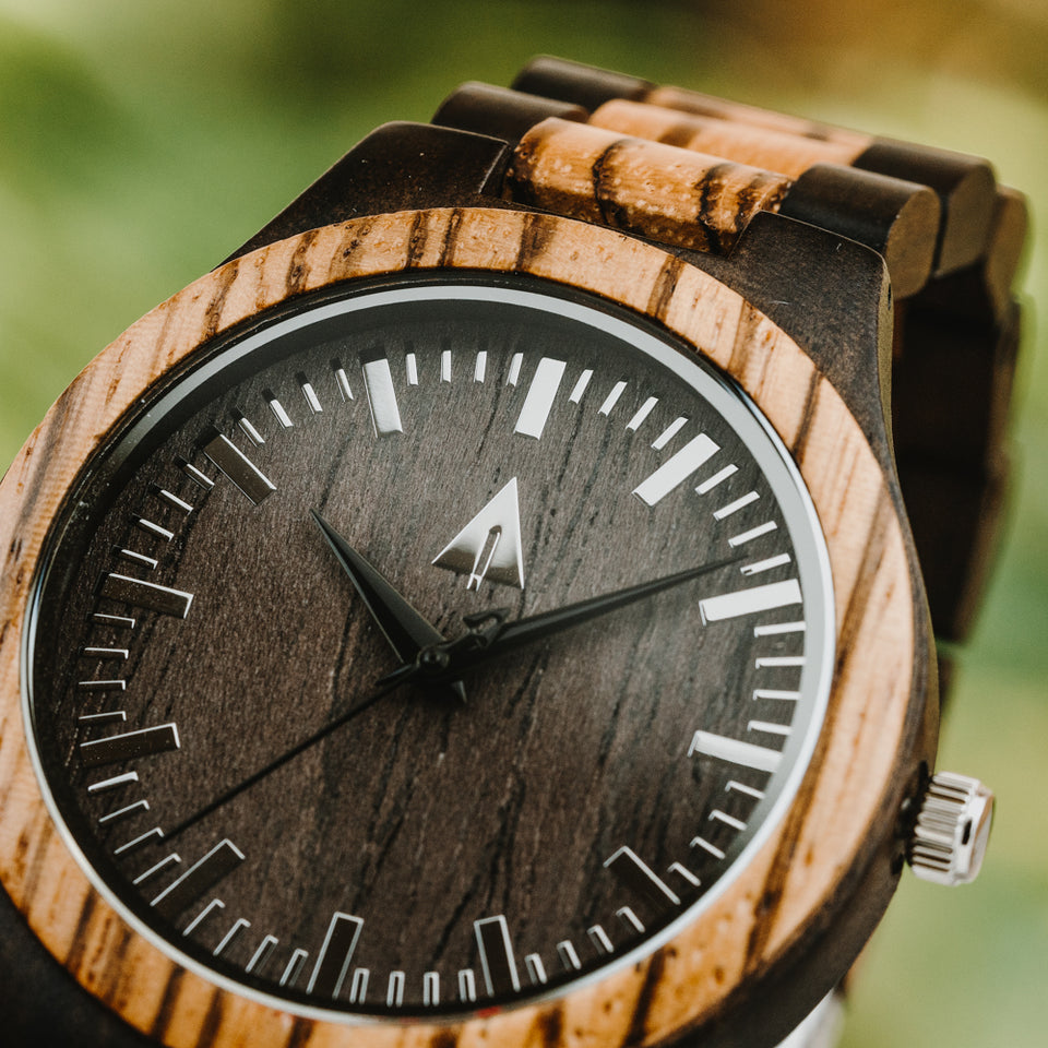 TREEHUT engraved wood watch | Black Yellow | Mens Watch | Zebrawood ...