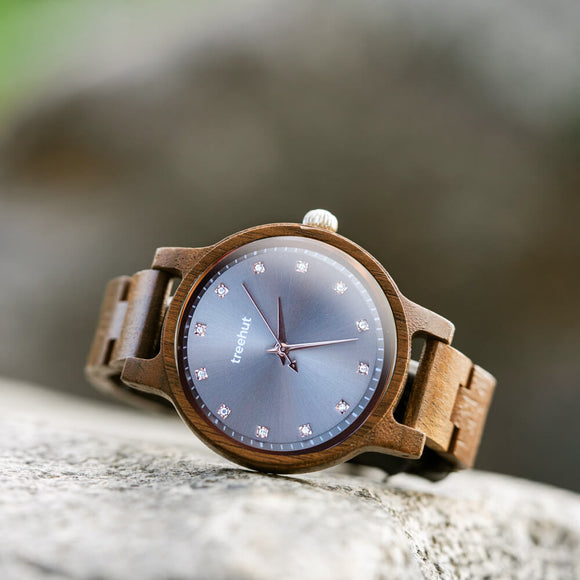 TREEHUT Wood Watches | Brown Grey | Womens Watch | Walnut | Emma Walnut ...