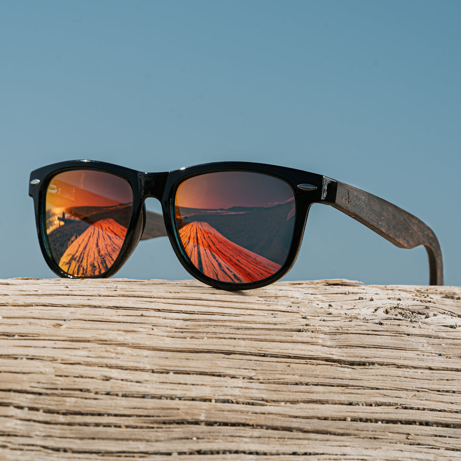TREEHUT Wood Sunglasses | Men | Black Yellow | Ebony Sunglasses ...