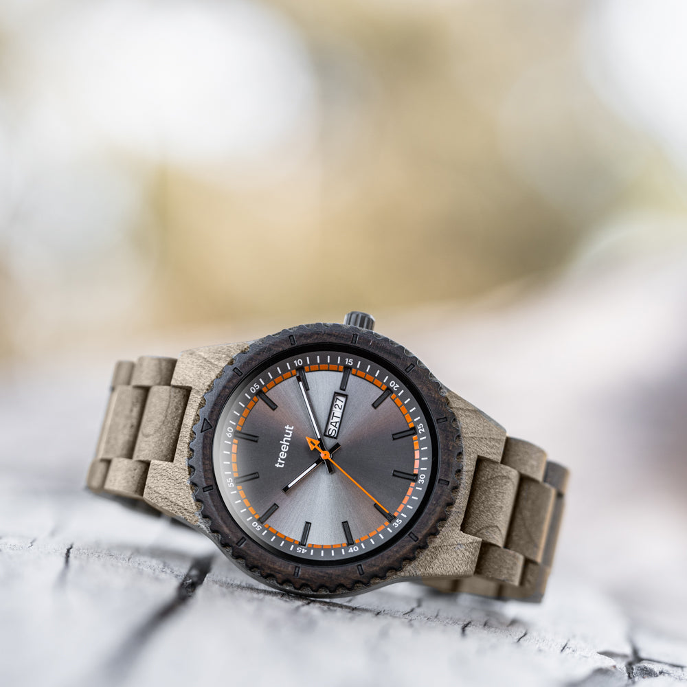 TREEHUT Wood Watches | Black Grey | Mens Watch | Ebony Grey Maple ...