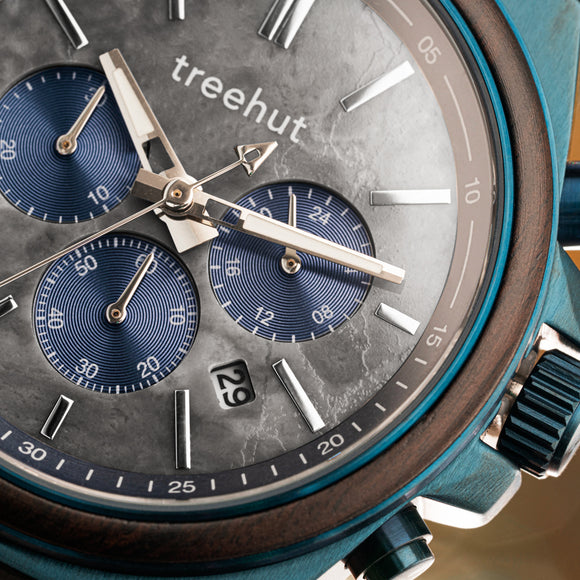 TREEHUT Wood Watches | Black Blue Grey | Mens Watch | Marble Ebony ...