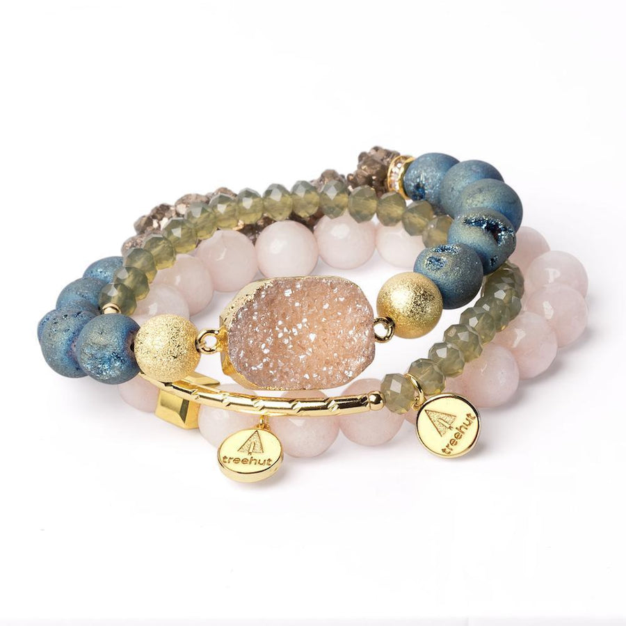 TREEHUT Bracelets | Women | Teal Bronze | Natural Stones | Nomad Teal Raw Gold Bracelet ...