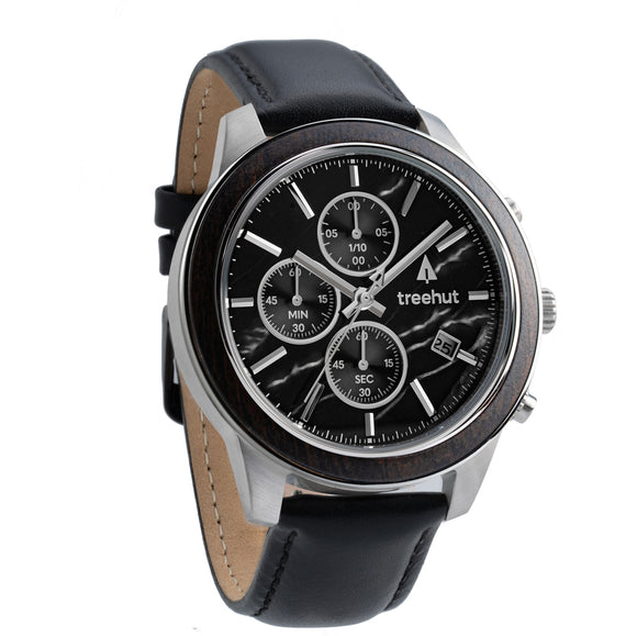 Wood Watches | Quest Ebony Marble Black Chronograph | Add Engraving ...