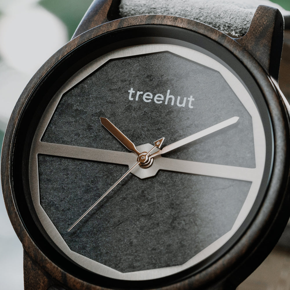 TREEHUT Wood Watches | Black | Mens Watch | Stone Ebony | Summit Stone ...