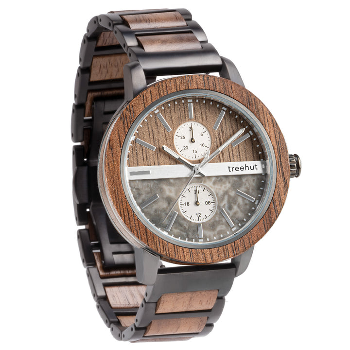 TREEHUT Wood Watches | Brown Grey | Mens Watch | Marble Walnut | Tao ...